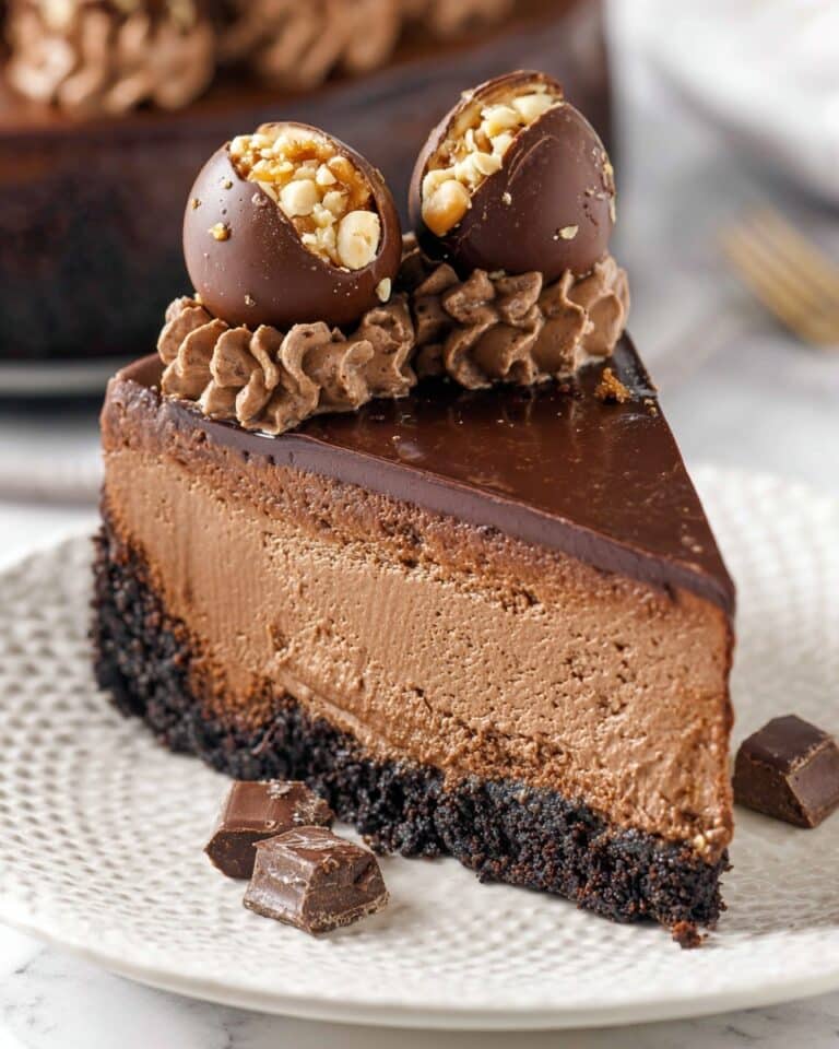 Nutella Cheesecake with Chocolate Ganache and Ferrero Rocher Toppings ...
